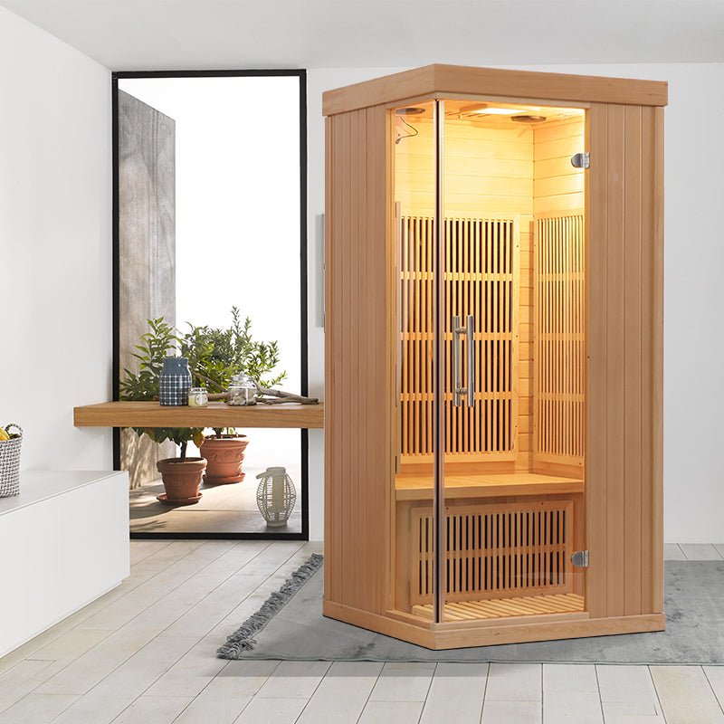 SAUNA EVOLUTION® Indoor Carbon Heaters Glass Door Sauna Room Far Infra ...