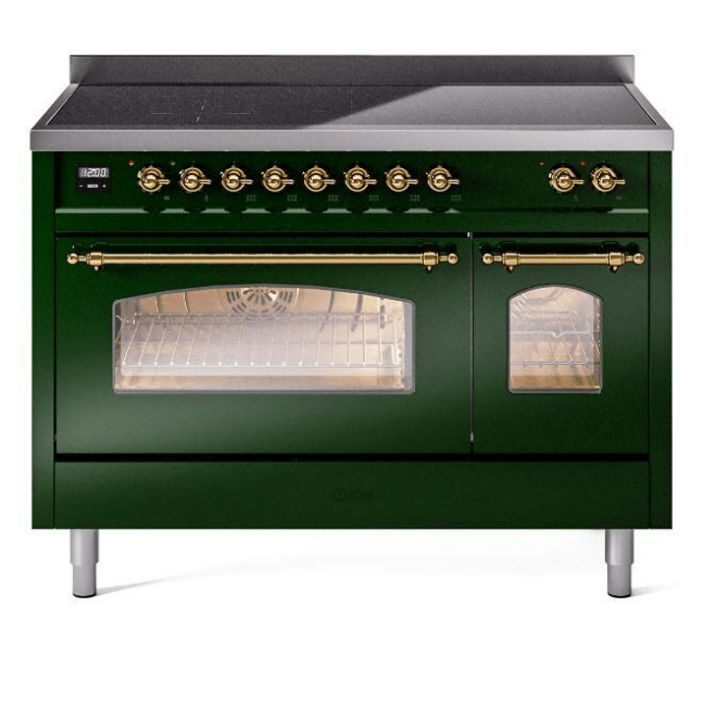 ILVE Nostalgie II 48" Electric Range Emerald Green, Brass UPI486NMPEGG ...