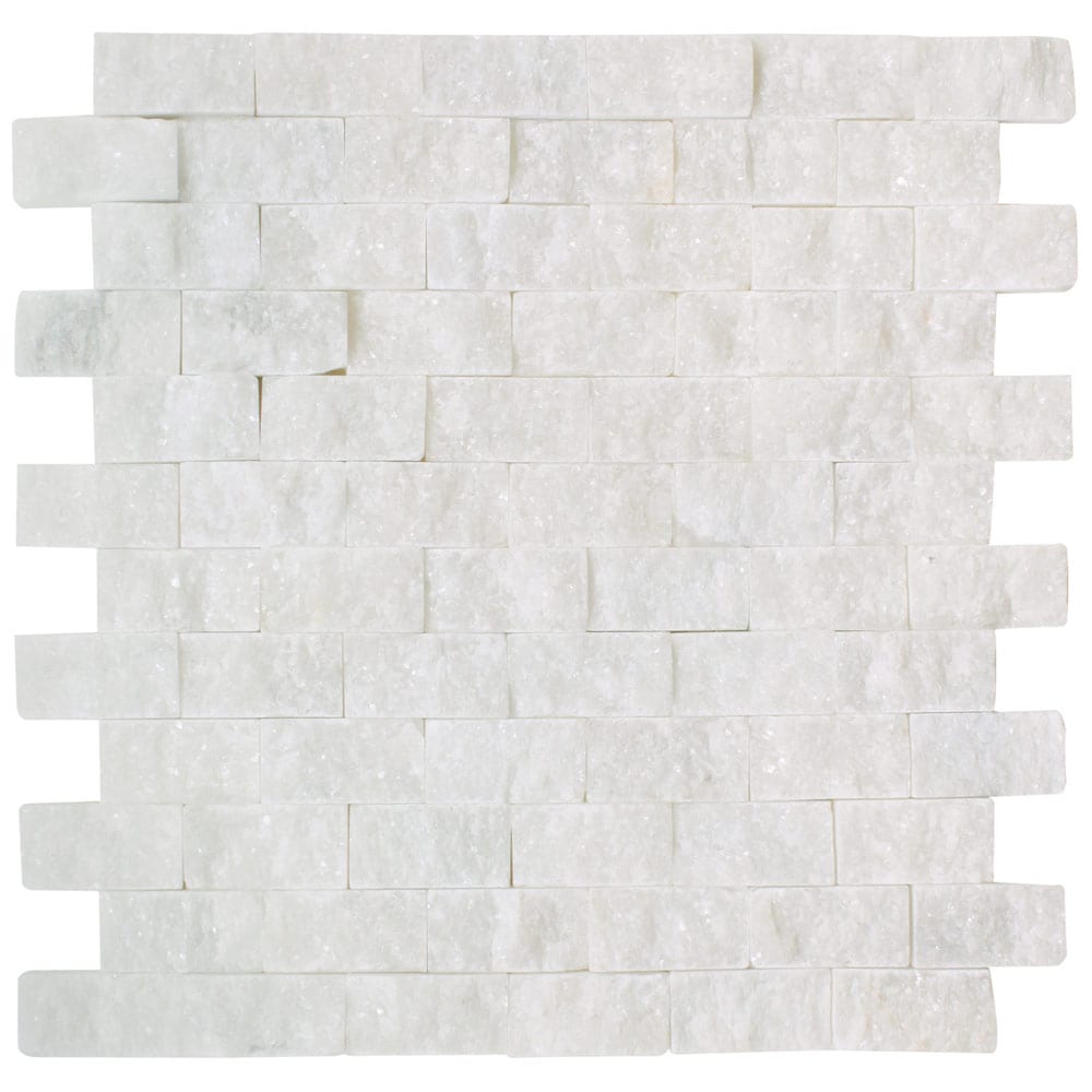 Carrara White Marble Split Face Brick Mosaic Wall Tile - Livfloors Col ...