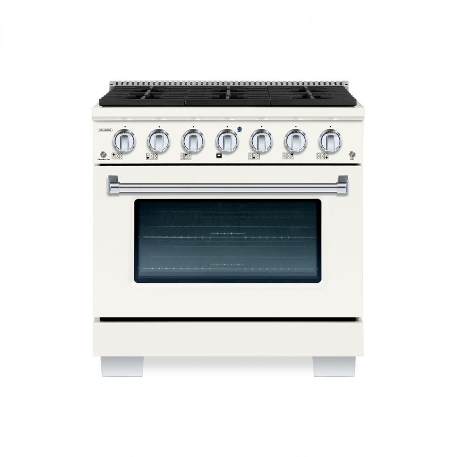 HALLMAN BOLD 30" Dual Fuel Range, Antique White, Chrome Trim HBRDF30CM ...