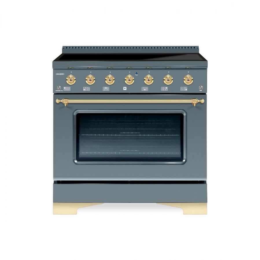 HALLMAN Classico 36" Induction Range, Blue Grey, Brass Trim HCLIR36BSG ...