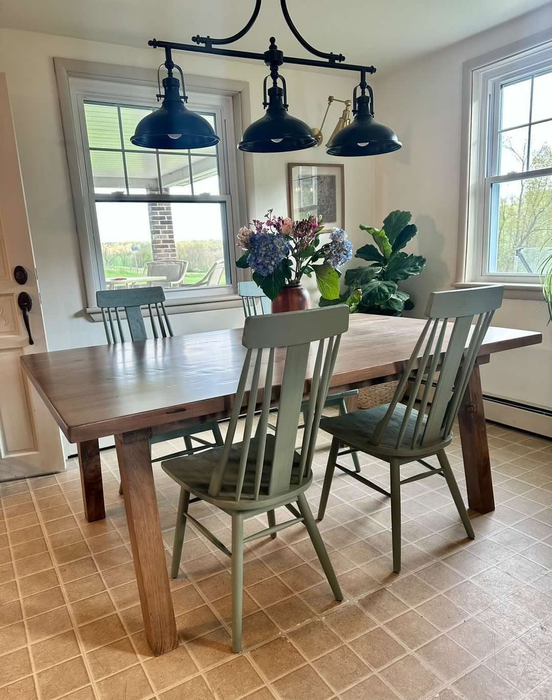 Glayden Modern Slanted Post leg Table — Farmhouse Kitchen and Bath