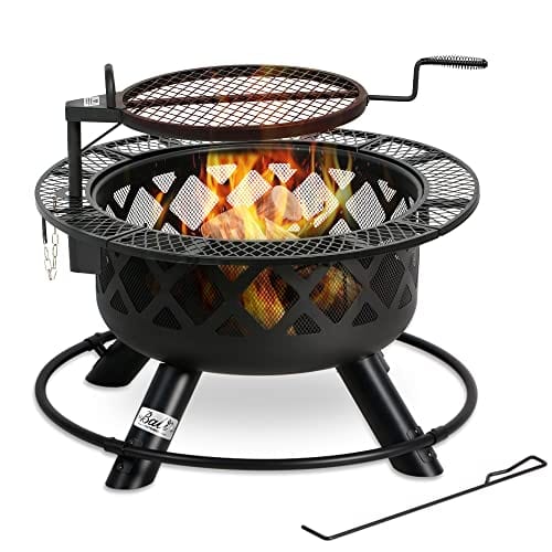Wood Burning Fire Pit, 32 Inch Outdoor Backyard Patio Fire Pit with ...