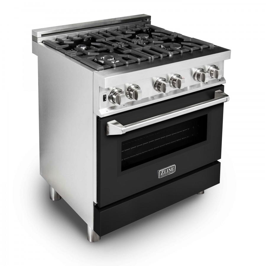 ZLINE 30" Professional Dual Fuel Range w Black Matte Door — Farmhouse ...