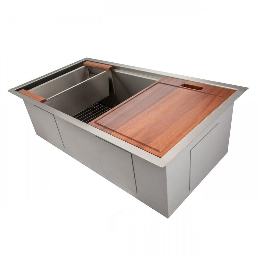 ZLINE 33" Undermount Single Bowl Ledge Sink, Stainless — Farmhouse ...