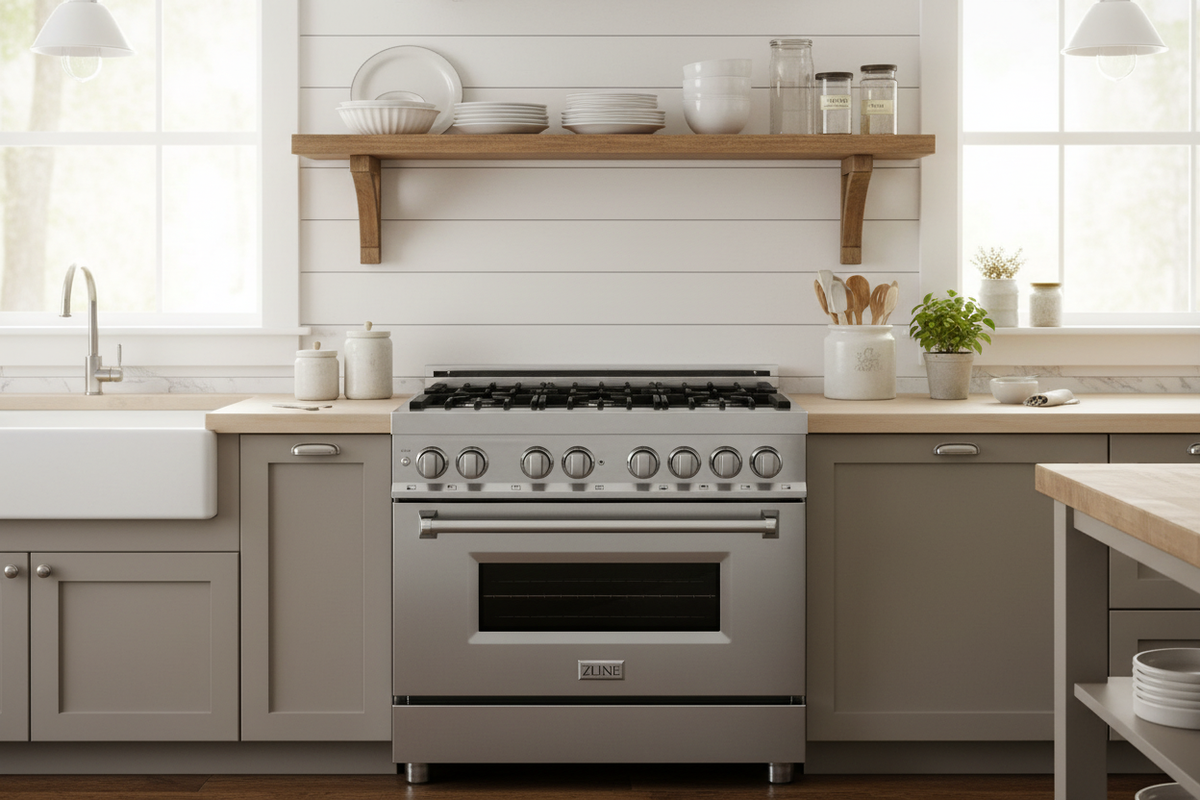 ZLINE 36" Stainless 4.6 cu.ft. 6 Gas Burner/Electric Oven Range, RA36 ...