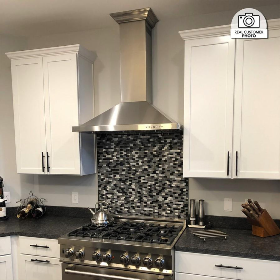 ZLINE 42" Stainless Steel Wall Range Hood, Crown Molding, KBCRN-42 ...